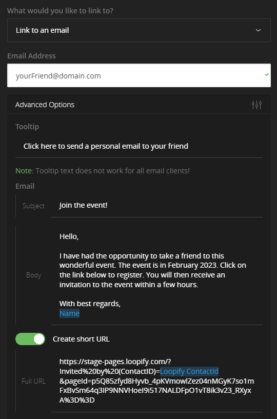 The Switch contact block (and a 'Recruit a friend' Flow example) – Loopify Help Center