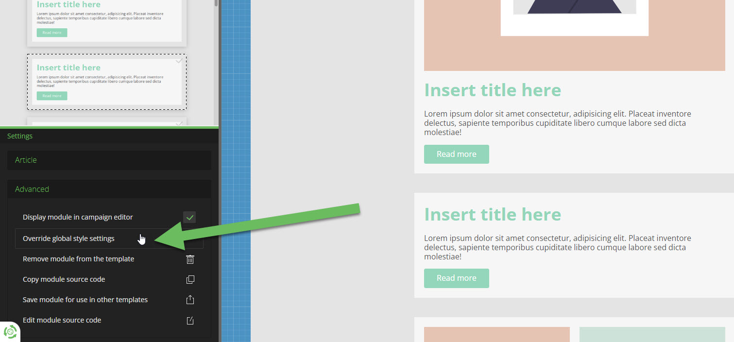 How To Make A Module Different Than The Rest The Override Style Settings Functionality